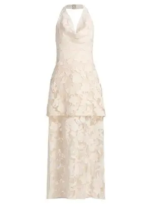 AMUR Calypso Lace Halter Midi-dress - Storm Cloud