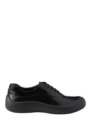 Prada Brushed Leather Sneakers - Black