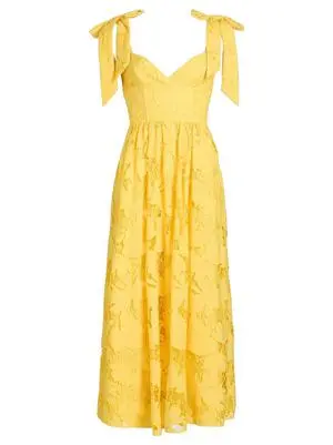 AS IT MAY Juliette Sweetheart Woven Midi-dress - Lemon