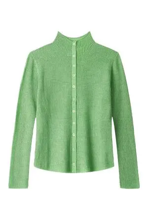 Staud Marianne Rib-knit Wool-blend Sweater - Leaf