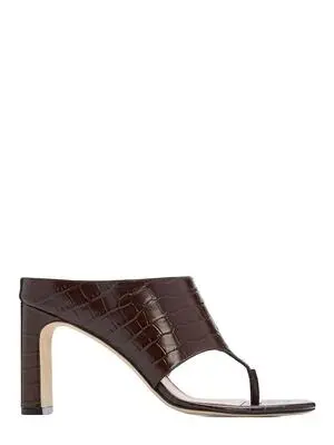 STUART WEITZMAN Babette 85mm Croc-embossed Leather Sandals - Walnut