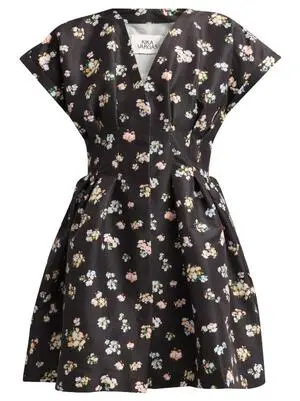 KIKA VARGAS Billie Floral Taffeta Fit & Flare Minidress
