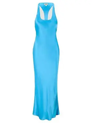 Staud Juanita Racerback Bias Satin Maxi Dress - Pool