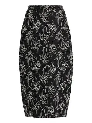 KIKA VARGAS Toshiko Floral-embroidered Cotton Midi-skirt - Black