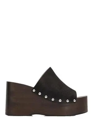 STUART WEITZMAN Kate 100mm Studded Suede Clogs - Shadow