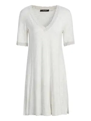 Natori Feathers Essentials Lace-trim A-line Minidress - Grey