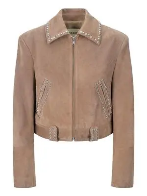 Staud Hugo Studded Suede Jacket - Dune