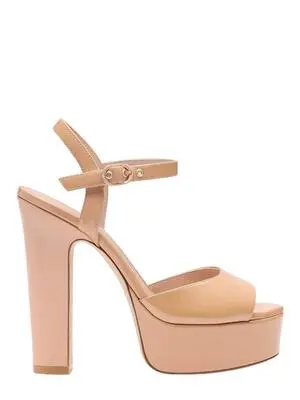 STUART WEITZMAN Reade 130mm Patent Leather Platform Sandals - Adobe