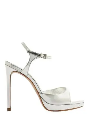 Schutz Scarlett 115mm Leather Platform Sandals - Silver