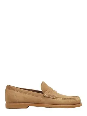 GIANVITO ROSSI Suede Penny Loafers - Camel