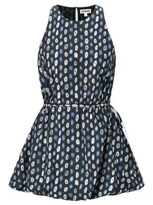 Staud Molly Cotton Bubble-hem Mini Dress - Glasswork