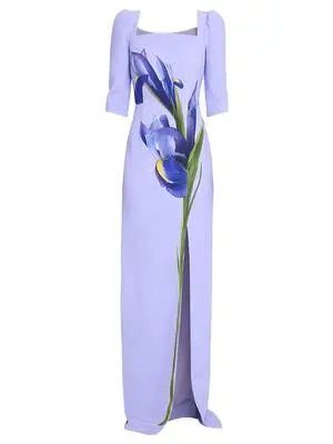 Rickie Freeman For Teri Jon Iris Print Crepe Column Gown - Iris Multi
