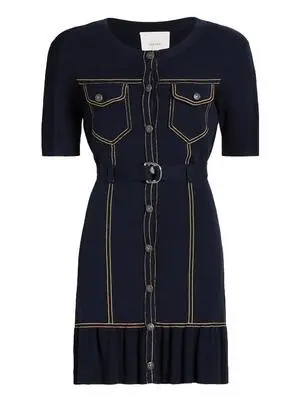 Cinq À Sept Elisha Belted Cardigan Minidress - Navy