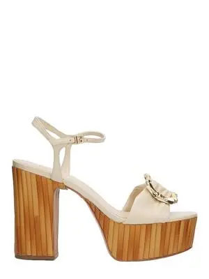 Schutz Enola 120mm Leather Platform Sandals - Egg Shell