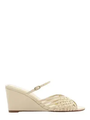 ALEXANDRE BIRMAN Lilian 75mm Leather Wedge Sandals - Eggshell