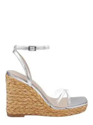 L'Agence Malone 110mm Espadrille Wedge Sandals - Silver