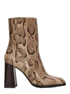 STUART WEITZMAN Vera Zip Snake-embossed Leather Booties - Red