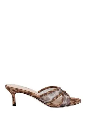 L'Agence Padua 60mm Mesh-suede Kitten-heel Sandals - Leopard