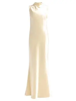 ET OCHS Willa Satin High Neck Gown - Cream