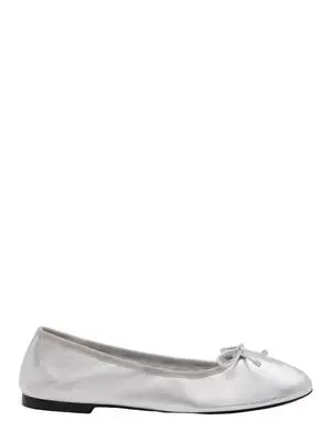 STUART WEITZMAN Nia Leather Ballerina Flats Silver