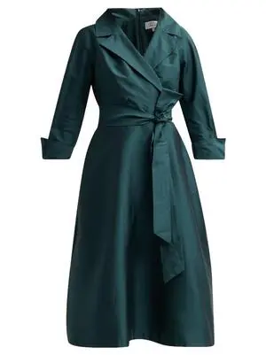 Rickie Freeman For Teri Jon Taffeta Shirtwaist Gown - Forest