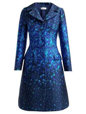 Rickie Freeman For Teri Jon Abstract Print Mikado Knee-length Coat Dress - Blue Multi