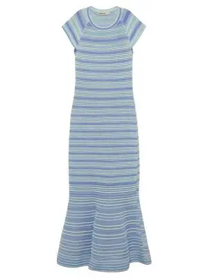Simkhai Danica Striped Knit Midi-dress - Periwinkle Multi