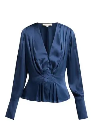 FAVORITE DAUGHTER The Romance Satin Pleated Top - Midnight