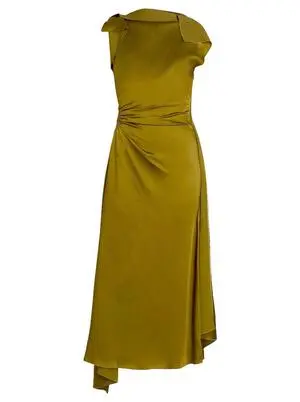 Victoria Beckham Drape Bias-cut Midi-dress - Moss