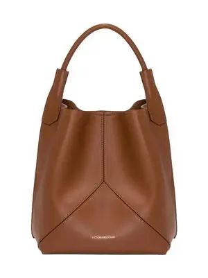 Victoria Beckham Victoria Leather Bucket Bag Dark Tan