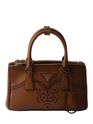 Prada Galleria Leather Mini Top Handle Bag - Brown