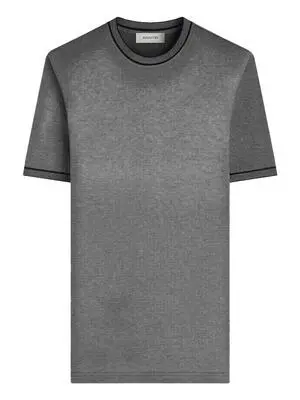 Bugatchi Micro-check Cotton Crewneck T-shirt - Black