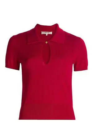FRAME Keyhole Knit Polo Sweater