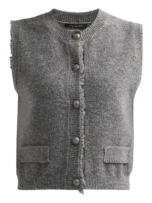 Kobi Halperin Lilah Metallic Sleeveless Cardigan Grey