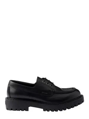 Prada Laced Leather Loafers - Black