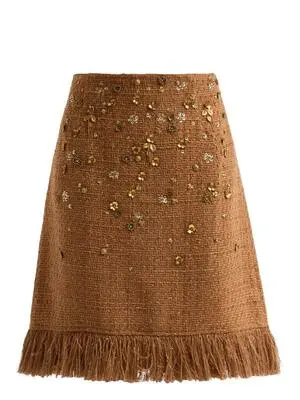 KOBI HALPERIN Marisa Embellished Tweed Knee-length Skirt