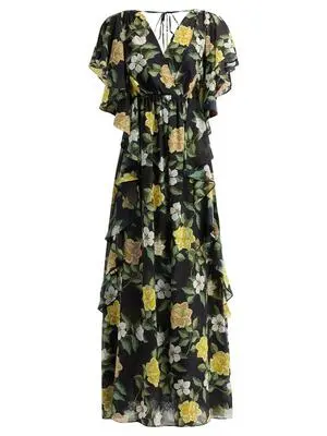 UNGARO Sylvie Chiffon Ruffle Gown - Black Multi