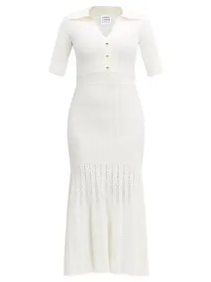 Herve Leger Adele Rib-knit Midi-dress - Alabaster