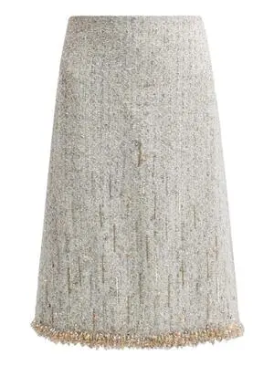 UNGARO Edith Tweed Knee-length Skirt - Grey Multi