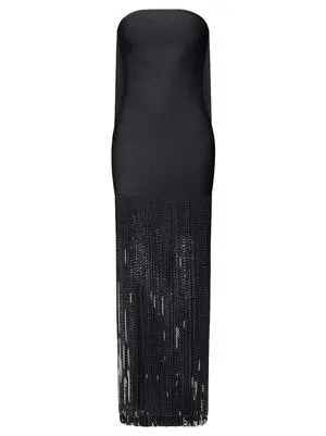 Herve Leger The Briar Strapless Fringe Gown - Black