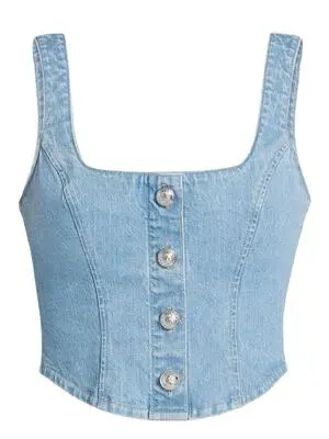 L'Agence Saga Denim Button-front Tank - Olvera