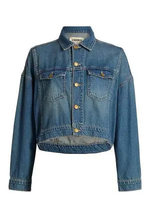 L'Agence Vianney Hi-lo Cropped Denim Jacket - Fargo
