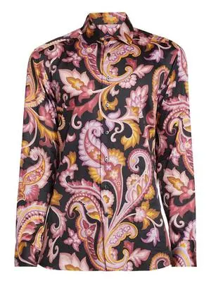 Etro Paisley Cotton Button-front Shirt Printed Black Base