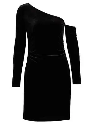 L'Agence Lynne Velvet One-shoulder Sheath Minidress - Black