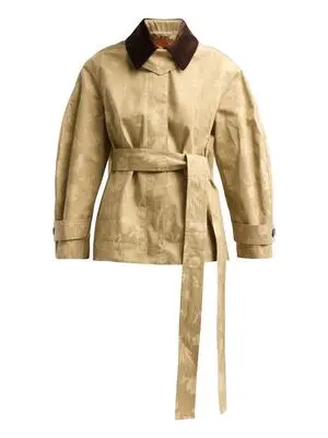Erdem Poppy Cotton Jacquard Oversized Jacket - Camel