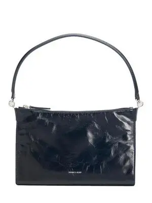 Veronica Beard Small Crinkle Leather Shoulder Bag - Navy