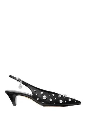 Michael Kors Tonya 50mm Imitation-pearl Kitten Slingback Pumps - Black