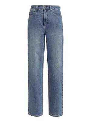SELF-PORTRAIT Rhinestone Straight-leg Jeans - Blue