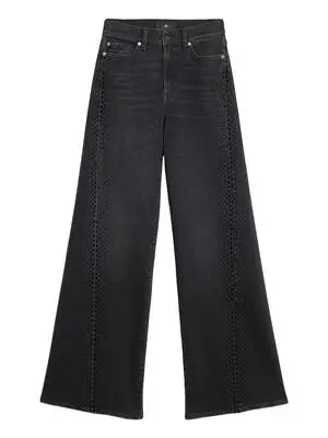7 FOR ALL MANKIND Twisted Lotta Rhinestone Wide-leg Jeans