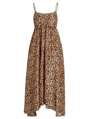 Azeeza Rachel Asymmetric-hem Midi-dress - Leopard